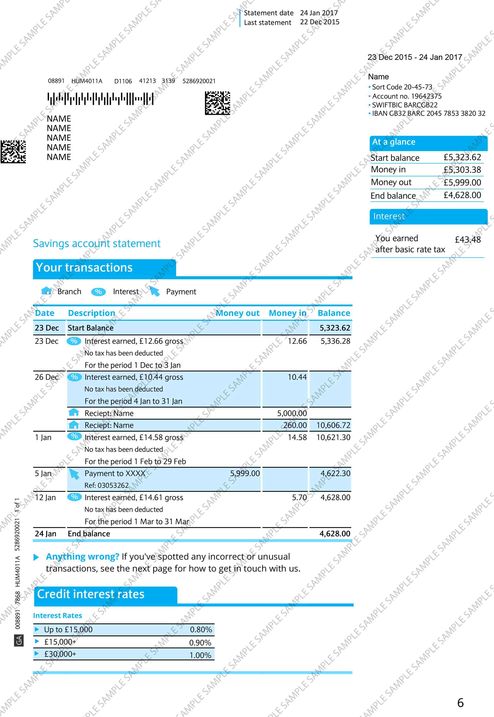 Sample Documents UK | AIB UK | Clydesdale Bank | Green Payslip